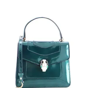 BVLGARI Serpenti Top Handle Bag Patent Small - Green