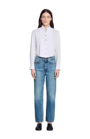 Sandro Pleated Shirt With Origami Collar