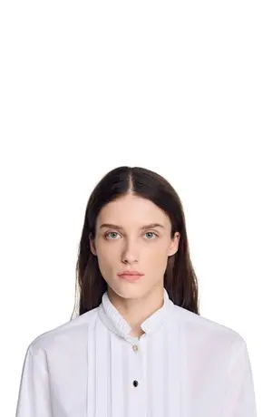 Sandro Pleated Shirt With Origami Collar