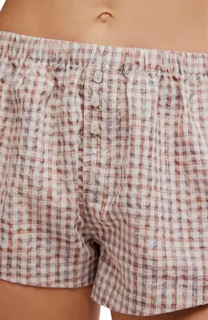 Free People Cross My Heart Boxer Shorts - Ivory Combo