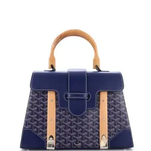Goyard Saigon Top Handle Bag Coated Canvas With Leather Mm - Blue