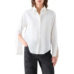 Akris Split Sleeve Cotton Poplin Button-up Shirt