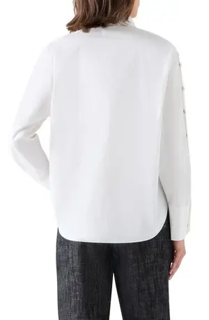 Akris Split Sleeve Cotton Poplin Button-up Shirt