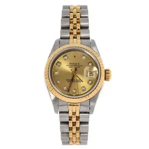 ROLEX Oyster Perpetual Datejust Automatic Watch Stainless Steel And Yellow Gold With Diamond Markers 26 - Metallic Silver