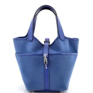 Hermès Cargo Picotin Lock Bag Canvas And Swift Pm - Blue