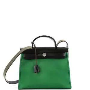 Hermès Herbag Zip Leather And Toile 31 - Green