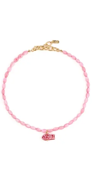 LOGAN TAY Cotton Candy Beaded Fish Necklace - Pink