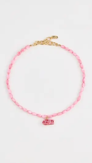 LOGAN TAY Cotton Candy Beaded Fish Necklace