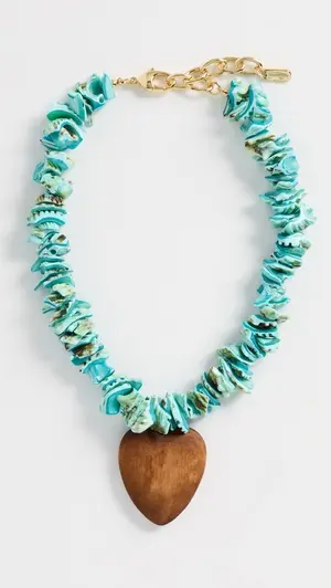 LOGAN TAY Beaded Wooden Heart Necklace