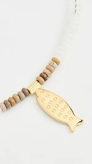 LOGAN TAY Beaded Gold Fish Necklace