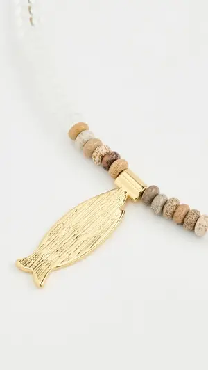 LOGAN TAY Beaded Gold Fish Necklace