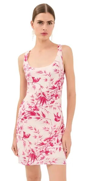 Alix Of Bohemia Addie Rosette Bird Silk Mini Dress - Off-white