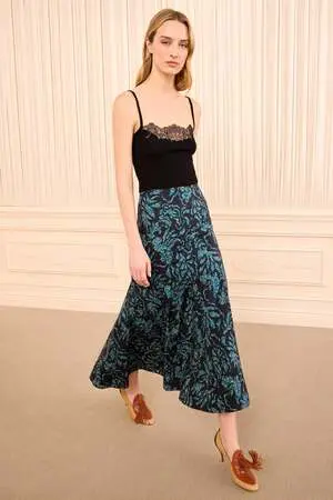 Ulla Johnson Clarisse Trumpet Midi Skirt In Floral Print