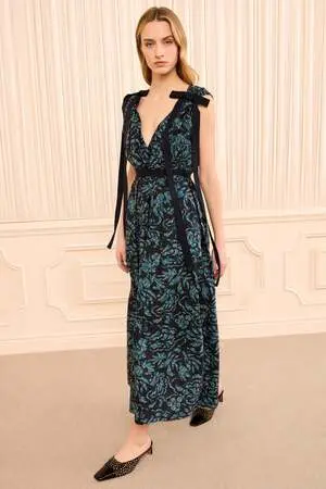 Ulla Johnson Karina Printed Cotton Bow Dress - Midnight