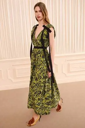 Ulla Johnson Karina Cotton Bow Dress With Floral Print