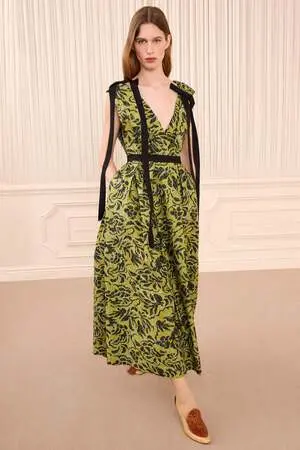 Ulla Johnson Karina Cotton Bow Dress With Floral Print