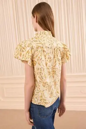 Ulla Johnson Estela Short Sleeve Cotton Top - Chamomile
