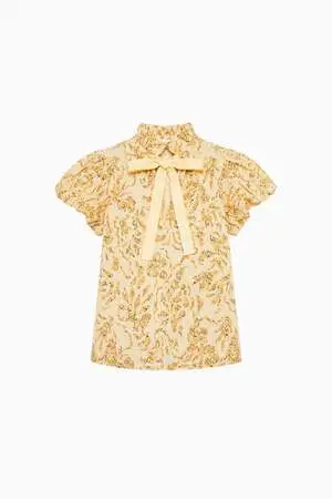 Ulla Johnson Estela Short Sleeve Cotton Top - Chamomile