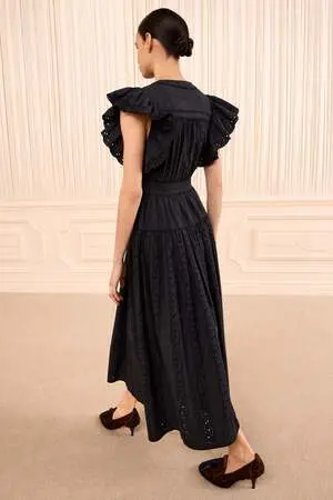Ulla Johnson Dani Short Sleeve Cotton Dress - Noir