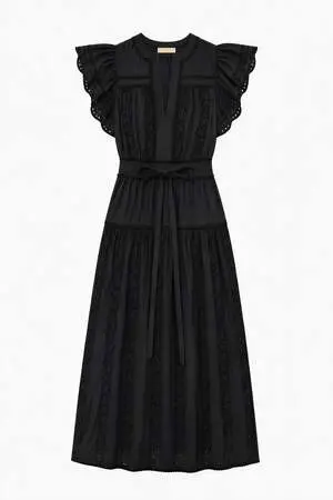 Ulla Johnson Dani Short Sleeve Cotton Dress - Noir
