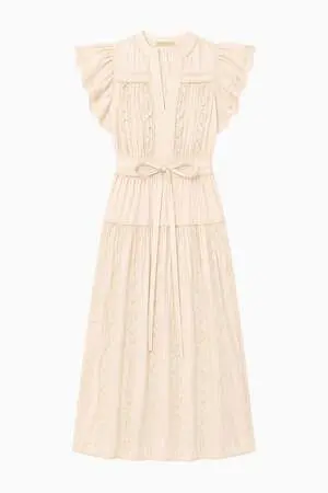 Ulla Johnson Dani Short Sleeve Cotton Dress - Pearled Ivory