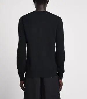 Play Comme Des Garcon Wool Rhinestone Heart V-neck Sweater