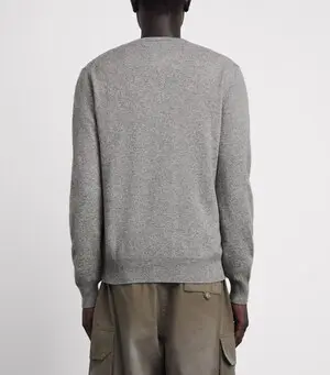 Play Comme Des Garcon Wool V-neck Rhinestone Heart Sweater