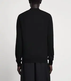 Play Comme Des Garcon Wool Rhinestone Heart Cardigan