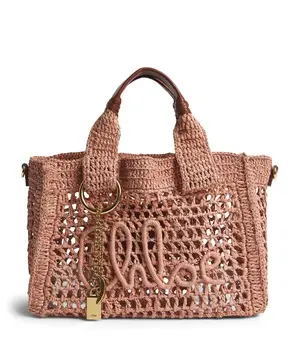 Chloé Small Raffia Summer Banana East-west Tote Bag - Beige