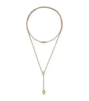 Alexander McQueen Pavé Skull Chain Necklace - Brown