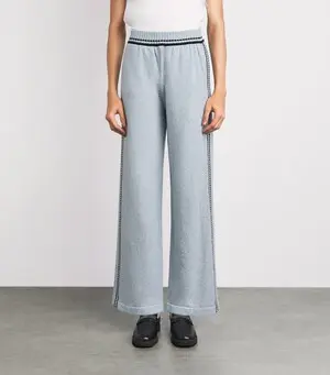 BARRIE Mottled Cashmere Wide-leg Trousers