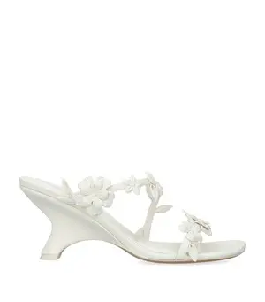Simkhai Leather Floral Willow Heeled Sandals 75 - White