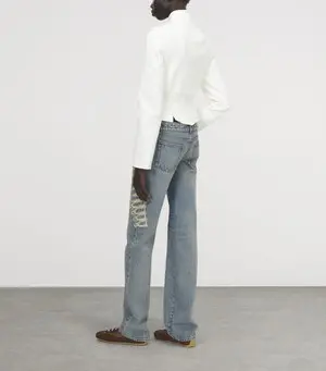 Alexander McQueen Metallic-frogging Straight Jeans