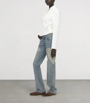 Alexander McQueen Metallic-frogging Straight Jeans