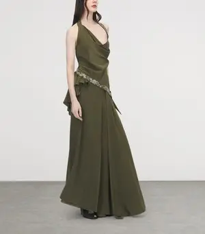 Alexander McQueen Silk Cowl-neck Halterneck Top