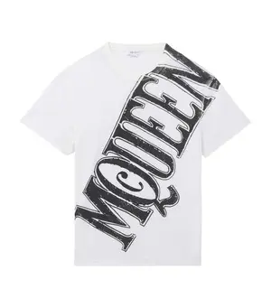 Alexander McQueen Cotton-linen Diagonal Logo T-shirt