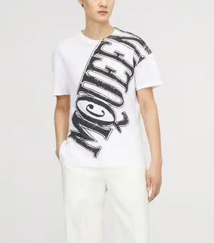 Alexander McQueen Cotton-linen Diagonal Logo T-shirt