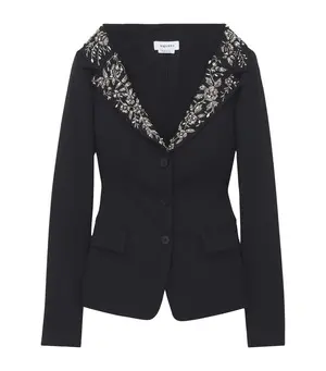 Alexander McQueen Wool Beaded-collar Blazer