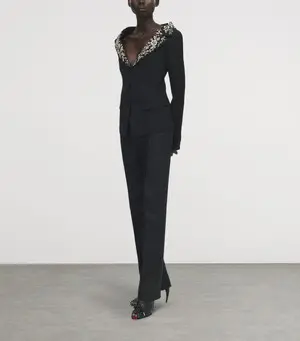 Alexander McQueen Wool Beaded-collar Blazer