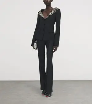 Alexander McQueen Wool Beaded-collar Blazer