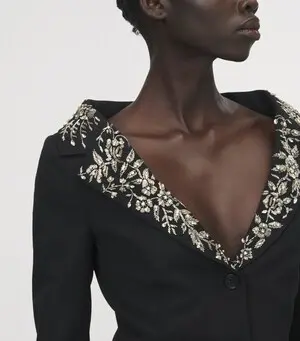 Alexander McQueen Wool Beaded-collar Blazer