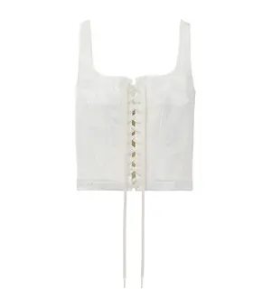 Alexander McQueen Fil Coupé Floral Corset Top - White