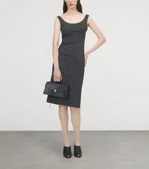 Alexander McQueen Wool Metallic-pinstripe Midi Dress
