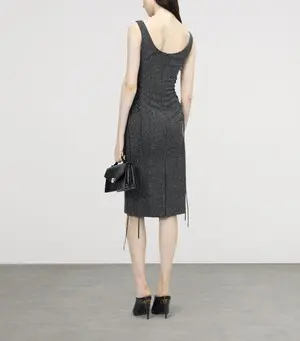 Alexander McQueen Wool Metallic-pinstripe Midi Dress