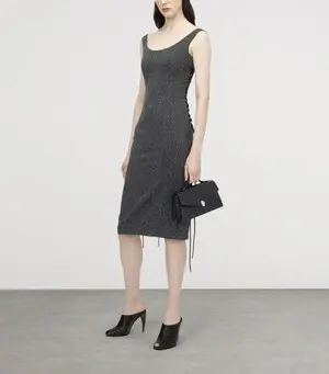 Alexander McQueen Wool Metallic-pinstripe Midi Dress
