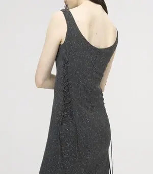 Alexander McQueen Wool Metallic-pinstripe Midi Dress