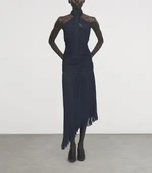 Alexander McQueen Asymmetric Halterneck Midi Dress