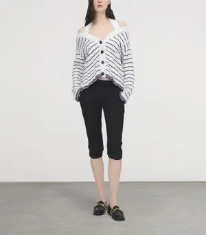 Alexander McQueen Striped Off-the-shoulder Cardigan