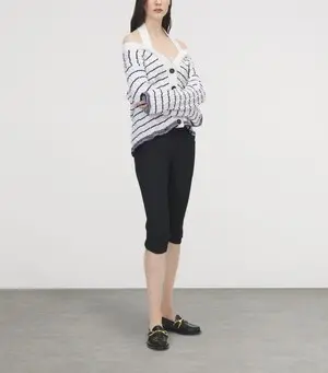 Alexander McQueen Striped Off-the-shoulder Cardigan