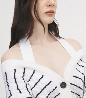 Alexander McQueen Striped Off-the-shoulder Cardigan
